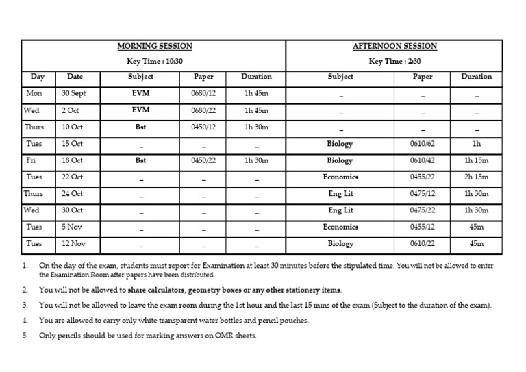 IGCSE Oct Nov 2024 Time Table | PDF | Qualifications | Educational ...