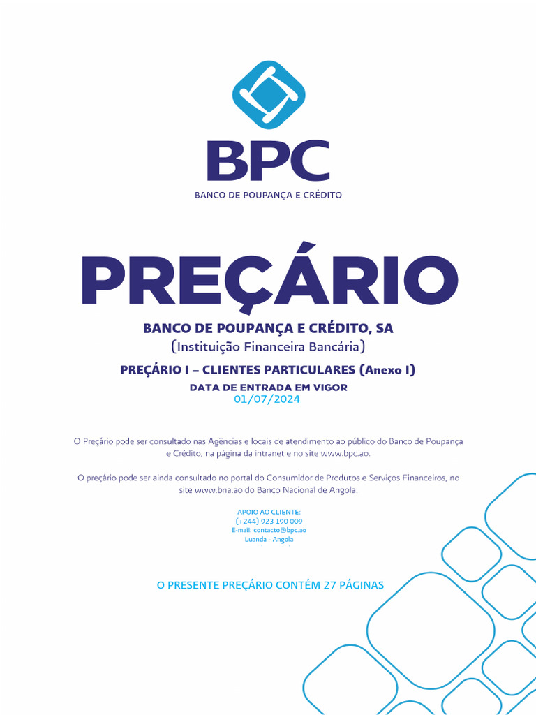BPC Pre Clientes Particulares-E-Outros-Clientes 01072024 | PDF | Juros ...