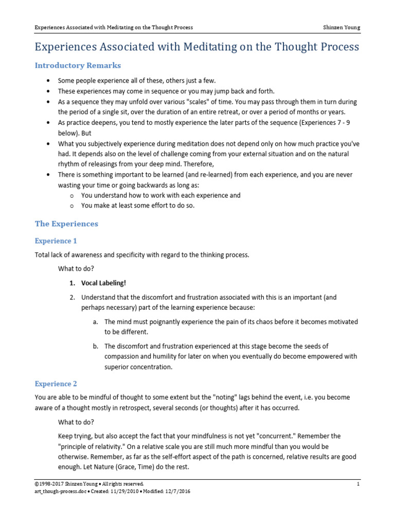 WorkingWithThought-Shinzen | PDF | Thought | Mind