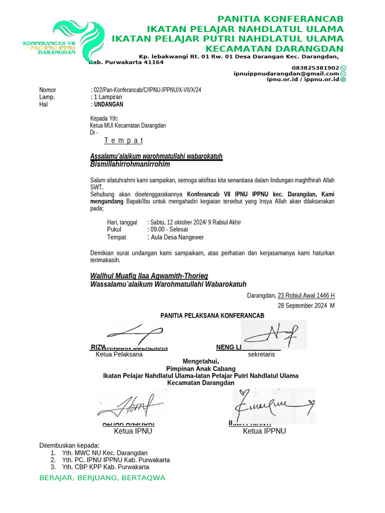 Surat Undangan Bapak Adi Setiawan | PDF