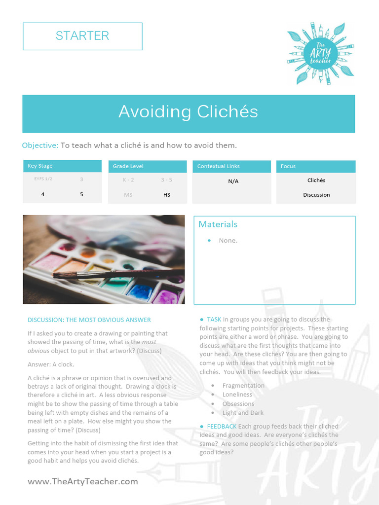 Avoiding Cliches Starter Activity | PDF