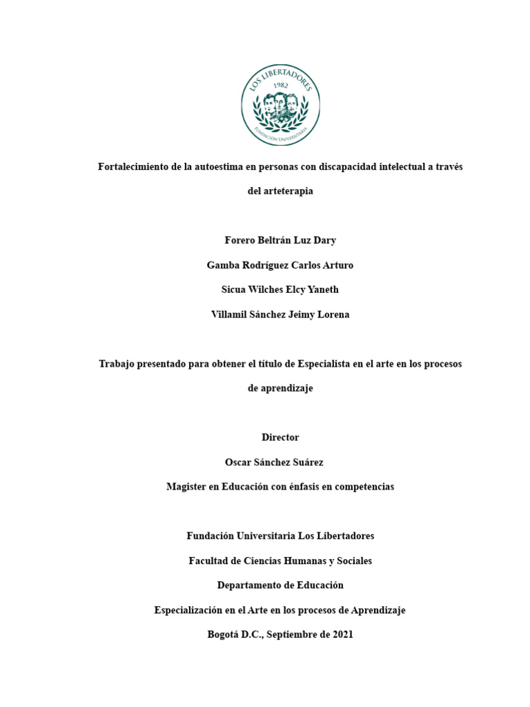 Forero Gamba Sicua Villamil 2021 | PDF | Invalidez | Terapia artística