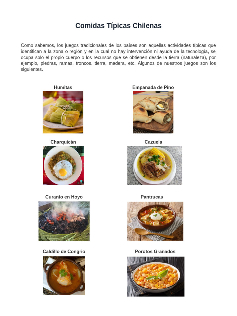 Comidas Tipicas Chilenas | PDF