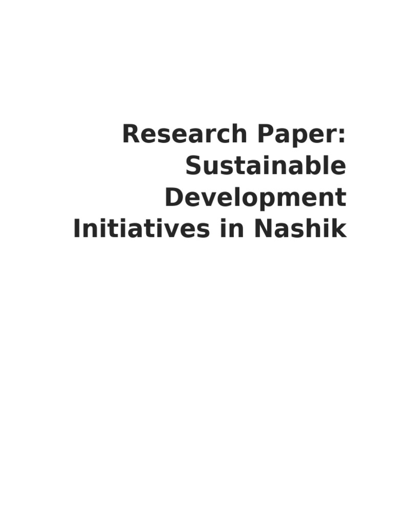 Research Paper Sustainable Development Initiatives in Nashik Omiii ...