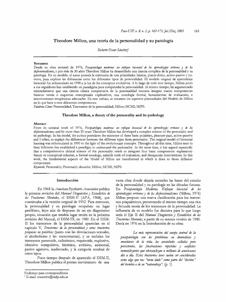 Theodore Millon Sanchez | PDF
