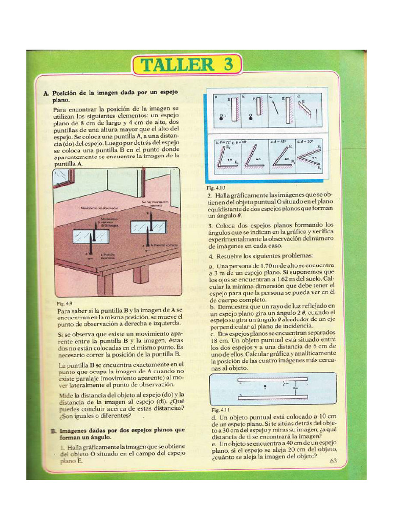 Taller Imagenes Espejos Planos | PDF