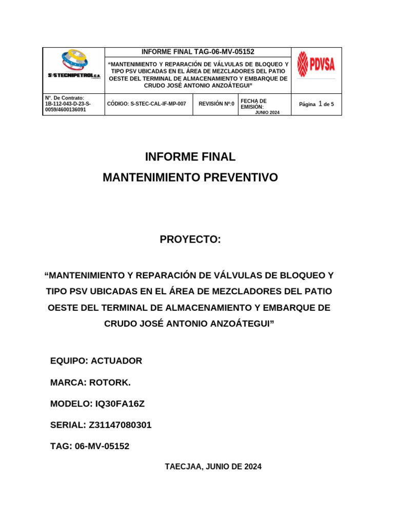 Informe Final Iq30 Tag 05152 Serial z31147080301 | PDF | Tecnología