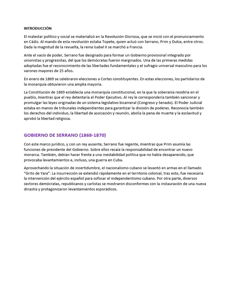 3 Sexenio Democrático | PDF | Gobierno | Ciencias Políticas