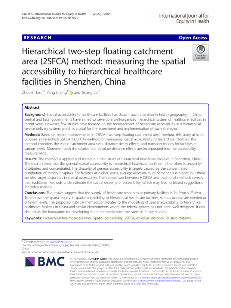 Hierarchical Two-Step Floating Catchment Area (2SFCA) | PDF | Creative ...