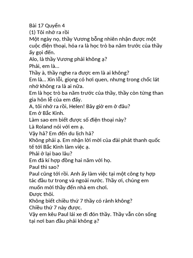 Bài 17 Quyển 4 | PDF