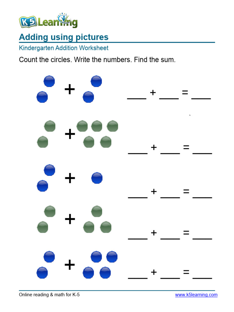 Kindergarten Adding Using Pictures 5 | PDF