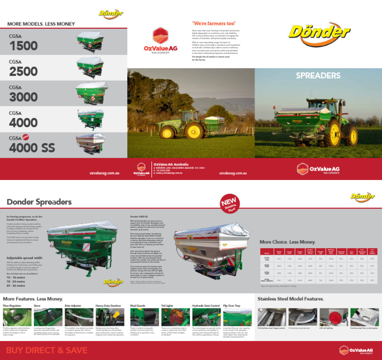 A4 4pg Donder Spreader Brochure 6pp APR 2019 LOWRES | PDF | Stainless Steel