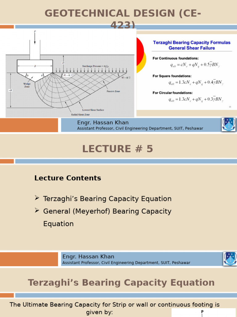 Lec 5, Bearing Capacity Equations | PDF | Civil Engineering | Horticulture