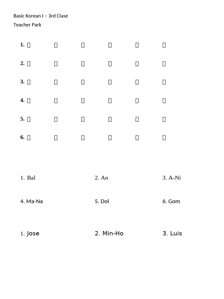 Basic Korean I 3rd Class NEW | PDF