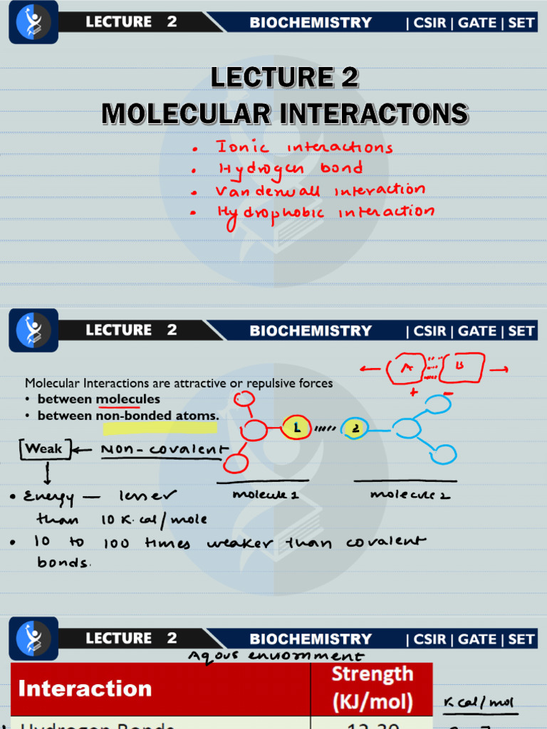 Lecture 2 Molecular Interactions | PDF | Intermolecular Force | Chemical Bond