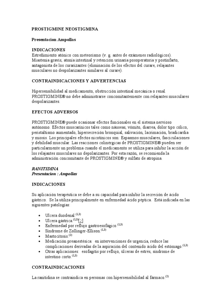 Prostigmine Neostigmina | PDF | Parto | Úlcera péptica