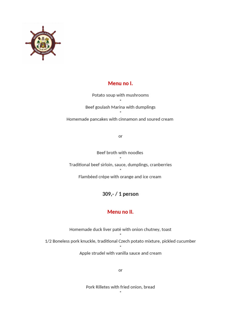Lunch Menu with Prices and Options | PDF | Food And Drink | Food And ...