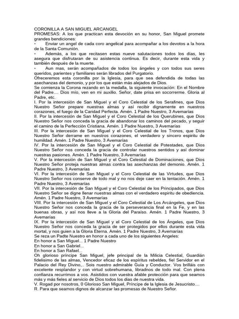 CORONILLA A SAN MIGUEL ARCANGEL | PDF | Ángel | Miguel (Arcángel)