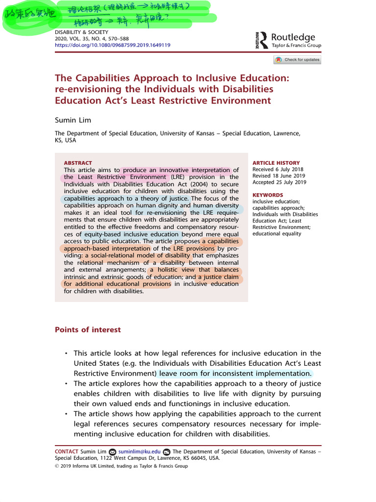 The Capabilities Approach To Inclusive Education - Re-Envisioning The ...