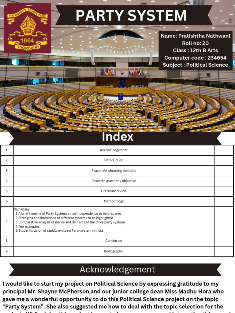 Political Science Project 12th | PDF | Political Parties | Democratic ...