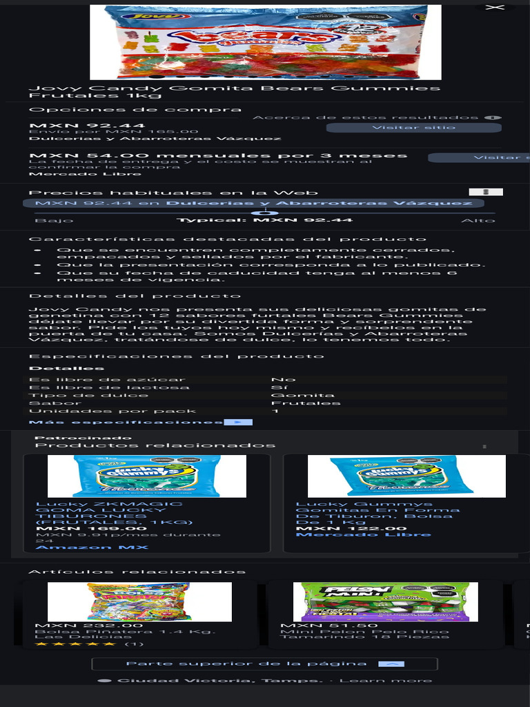 Jovy Candy Gomita Bears Gummies Frutales 1kg Go | PDF