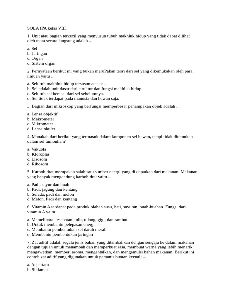 Soal Ipa Kelas Viii | PDF