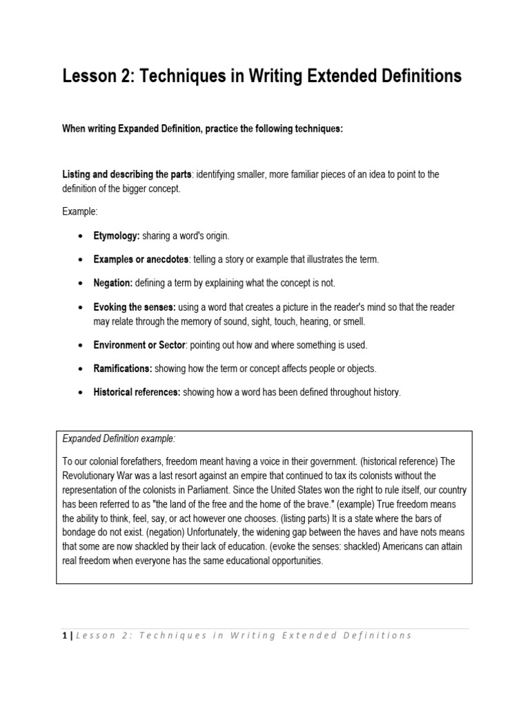 Lesson 2 - Techniques in Writing Expanded Definition | PDF | Virus | Dna