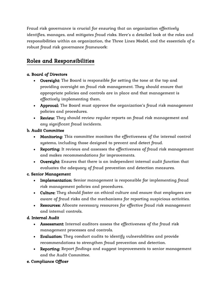 Fraud Risk Governance NOTES TMPT | PDF | Internal Control | Internal Audit