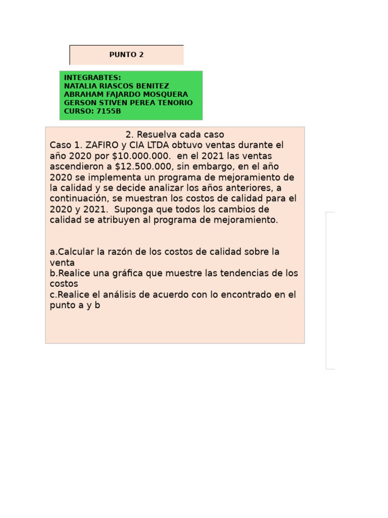 Taller de costos (1) | PDF | La satisfacción del cliente | Evaluación