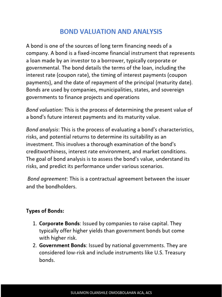 Bond Valuation and Analysis | PDF | Bonds (Finance) | Yield (Finance)