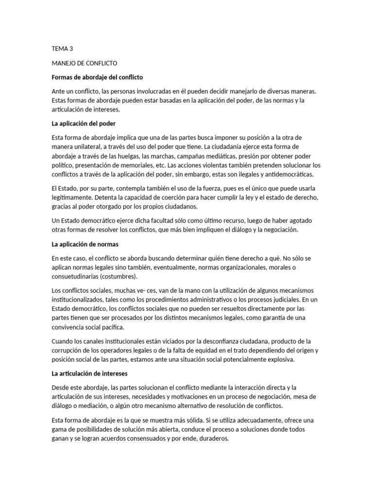 TEMA 3_bd3dfa255d7b30d9544d81f7f58effcd | PDF | Conflicto (proceso) | Mediación