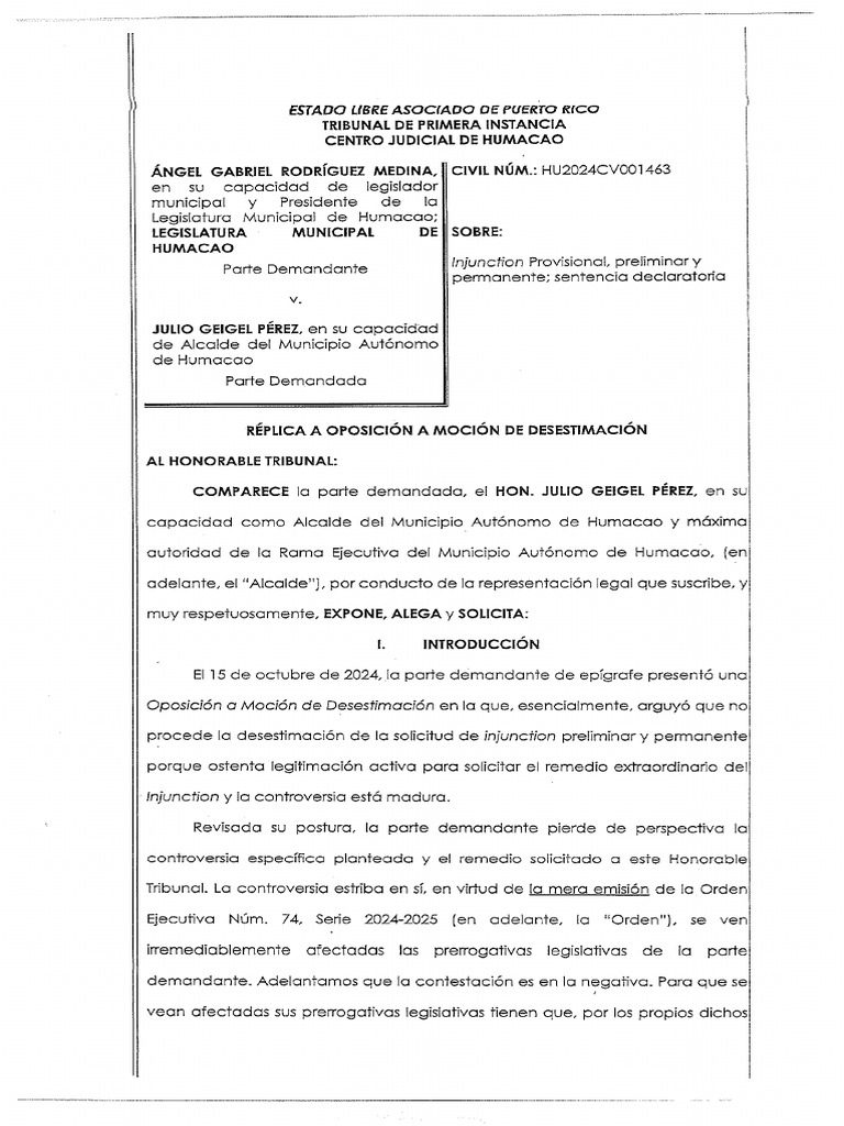 Replica A Oposicion A Mocion Desestimacion | PDF