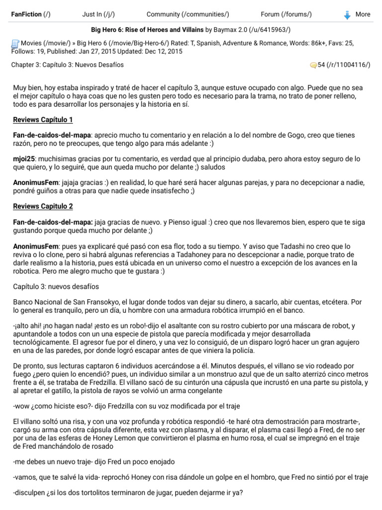 Fanfic Big Hero 6 Rise of Heroes and Villains CH 3, Big Hero 6 FanFiction | PDF