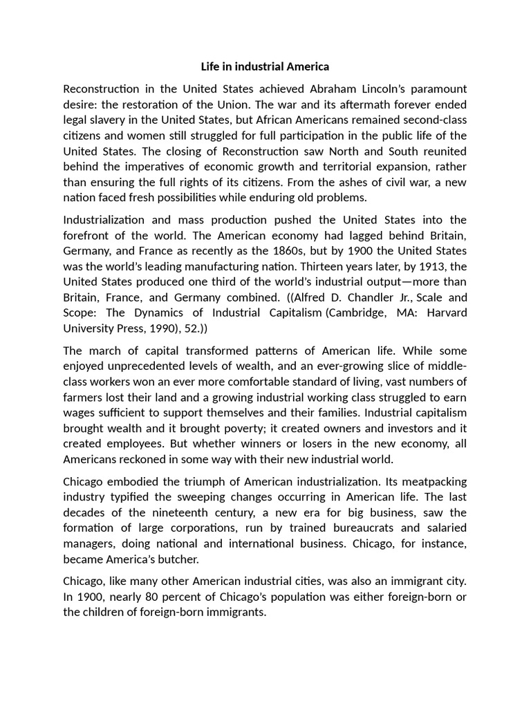 Life in Industrial America | PDF | The United States | Immigration
