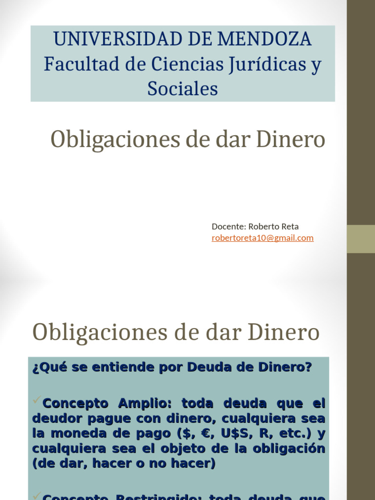 Reta Obligaciones de Dar Dinero Umza 2017 | PDF | Pagos | Dinero