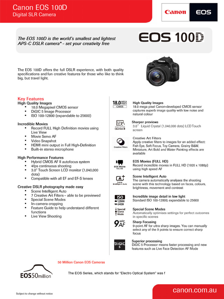 Canon EOS 100D | PDF