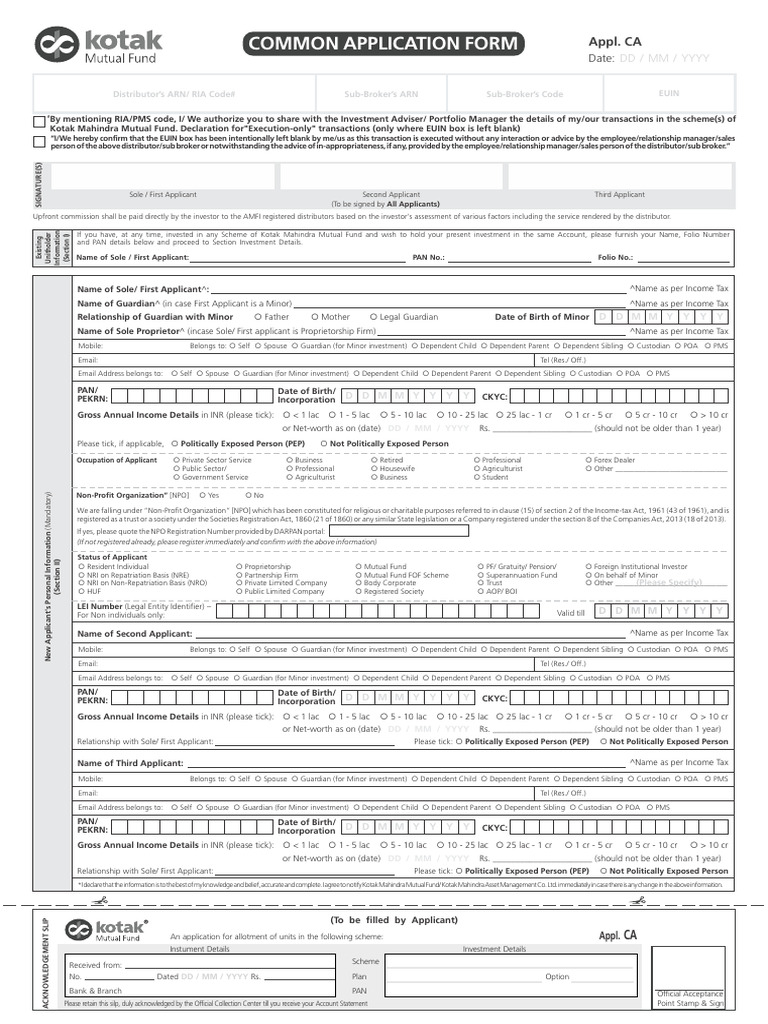 CommonApplicationFormwithOTM_removed | PDF | Identity Document | Cheque