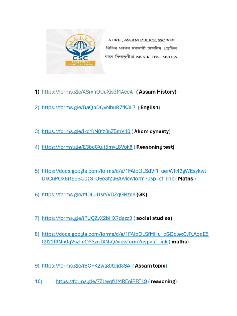 CSC free mock test | PDF