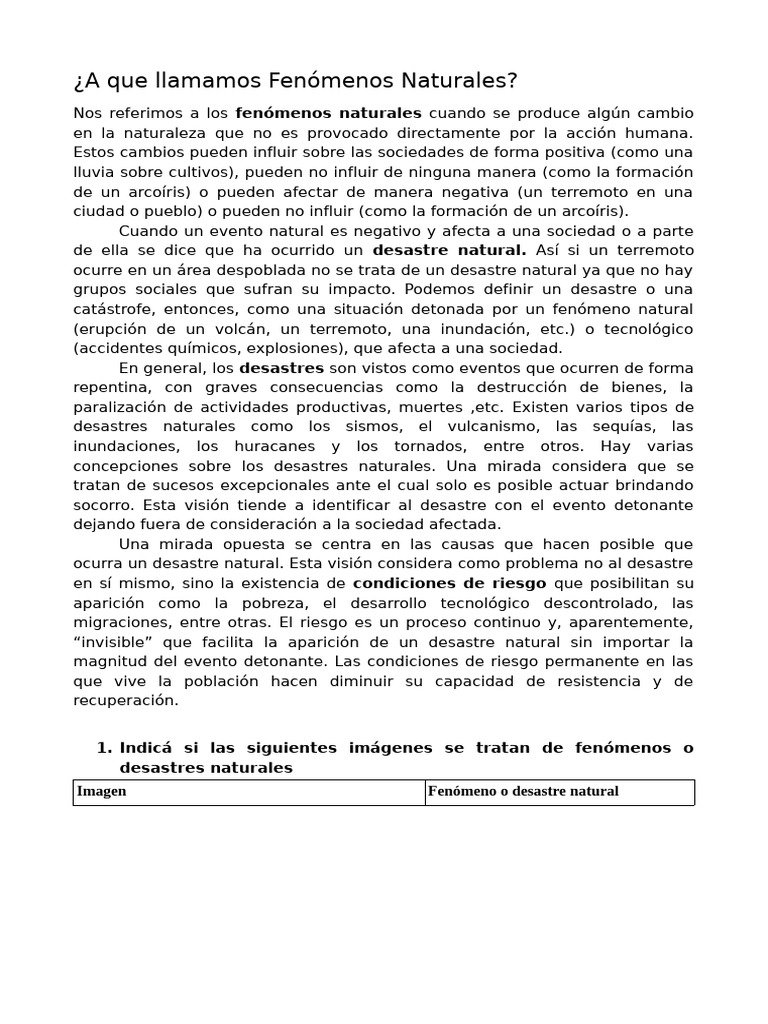 Clase 2 -Fenomenos naturales | PDF | Volcán | Temblores