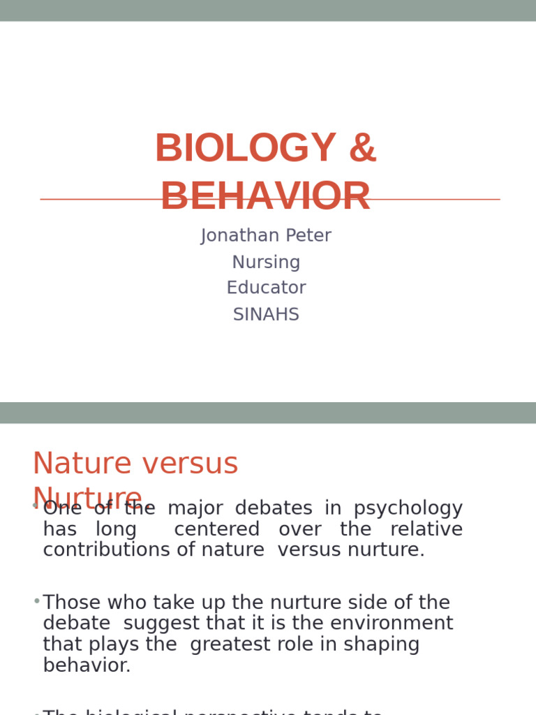 Biology and behavior | PDF | Twin | Nature Versus Nurture