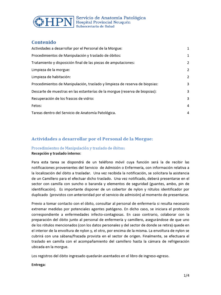 Procedimientos en la Morgue | PDF