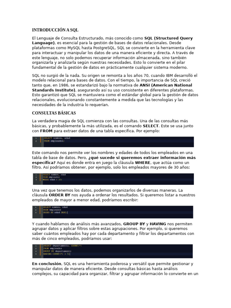 Resumen Investigación | PDF | SQL | Bases de datos