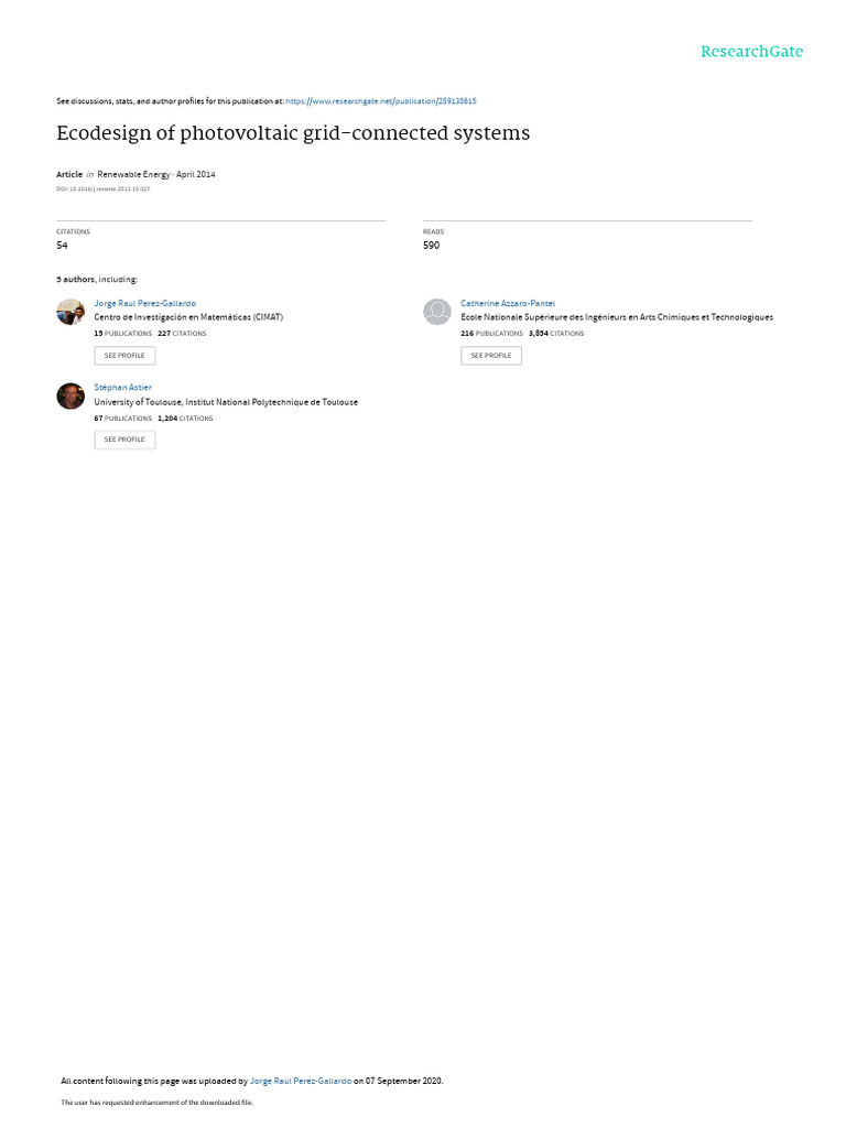 Ecodesign Of Photovoltaic Grid Connected Systems Pdf Photovoltaics Photovoltaic System