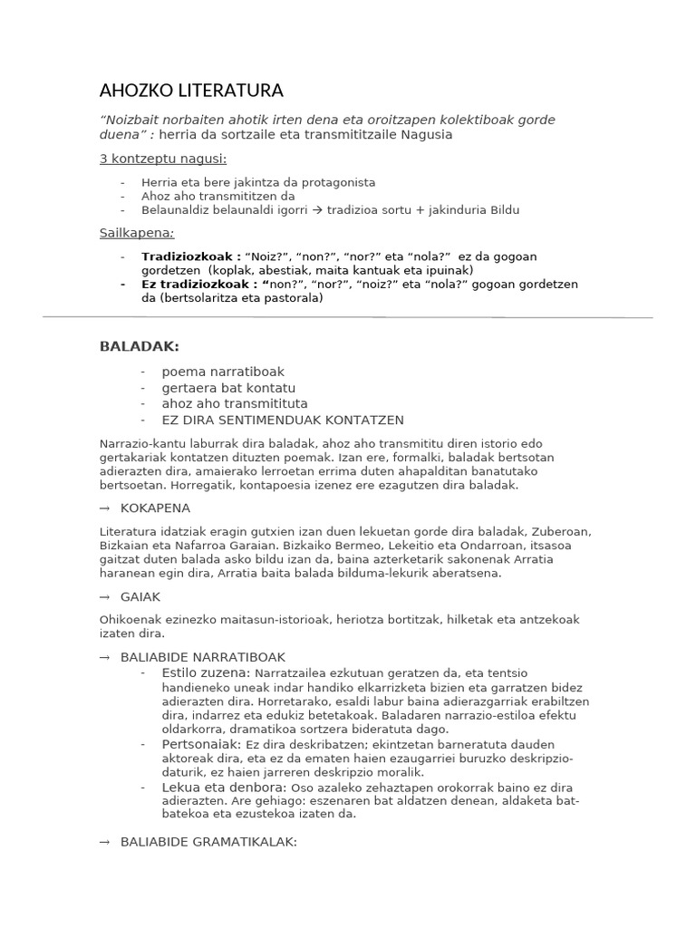 AHOZKO LITERATURA dbh4 | PDF