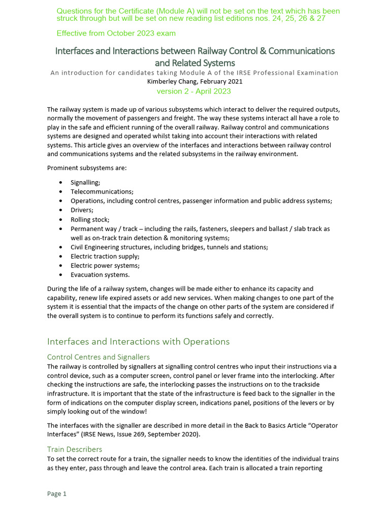 22 - Interfaces and Interactions Between Railway Control v2 | PDF ...