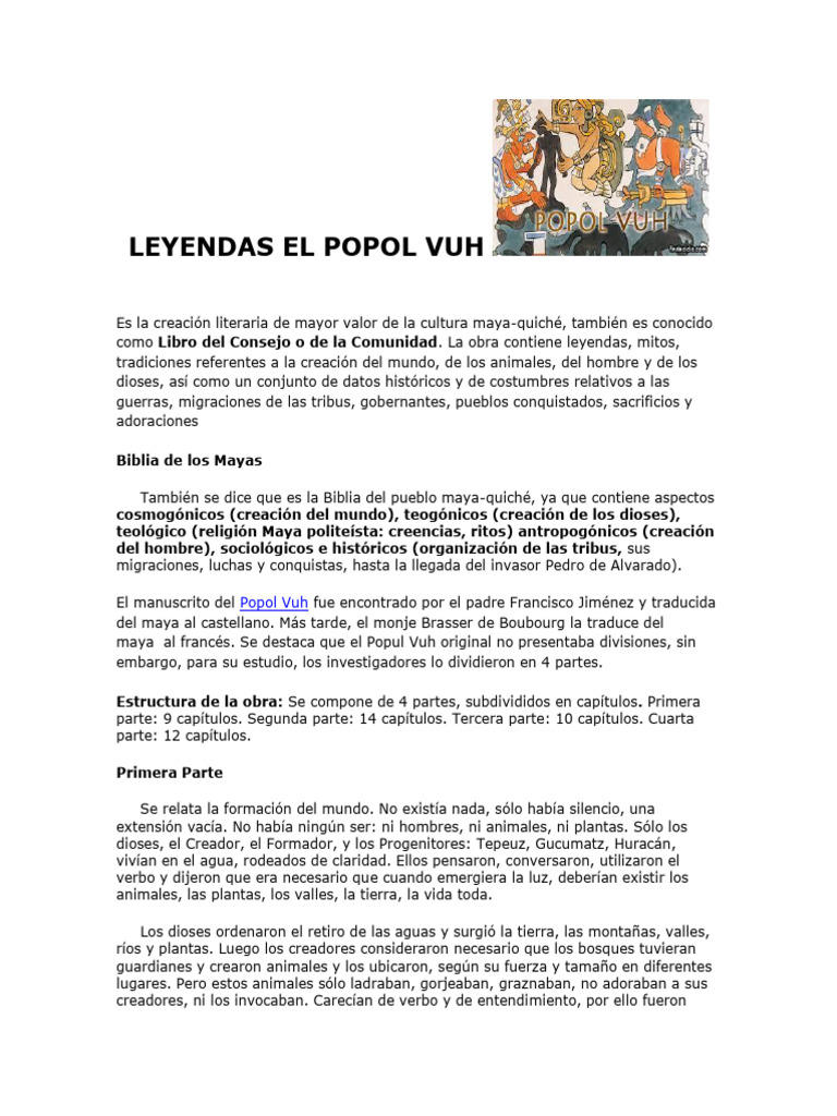Estructura y Mitos del Popol Vuh | PDF | Religión y espiritualidad