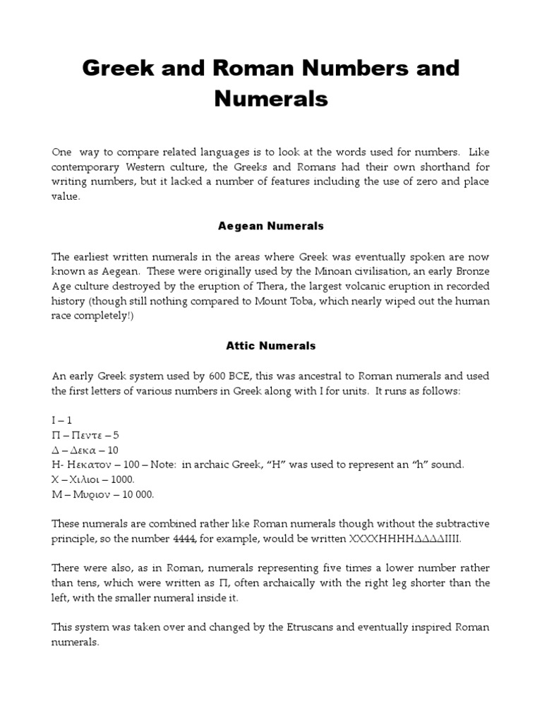 Greek and Latin Numbers and Numerals | PDF | Linguistics | Languages