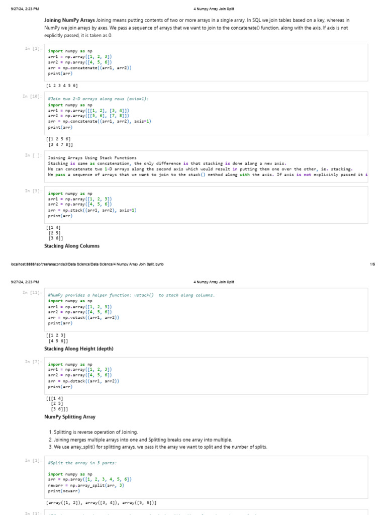 Array Join Numpy | PDF | Computer Programming | Software Engineering