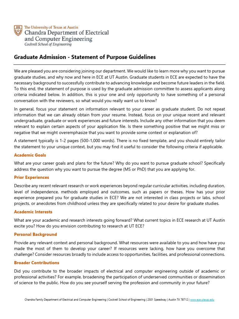 Grad Admission Statement of Purpose Guidelines 23-24 | PDF | Thesis ...