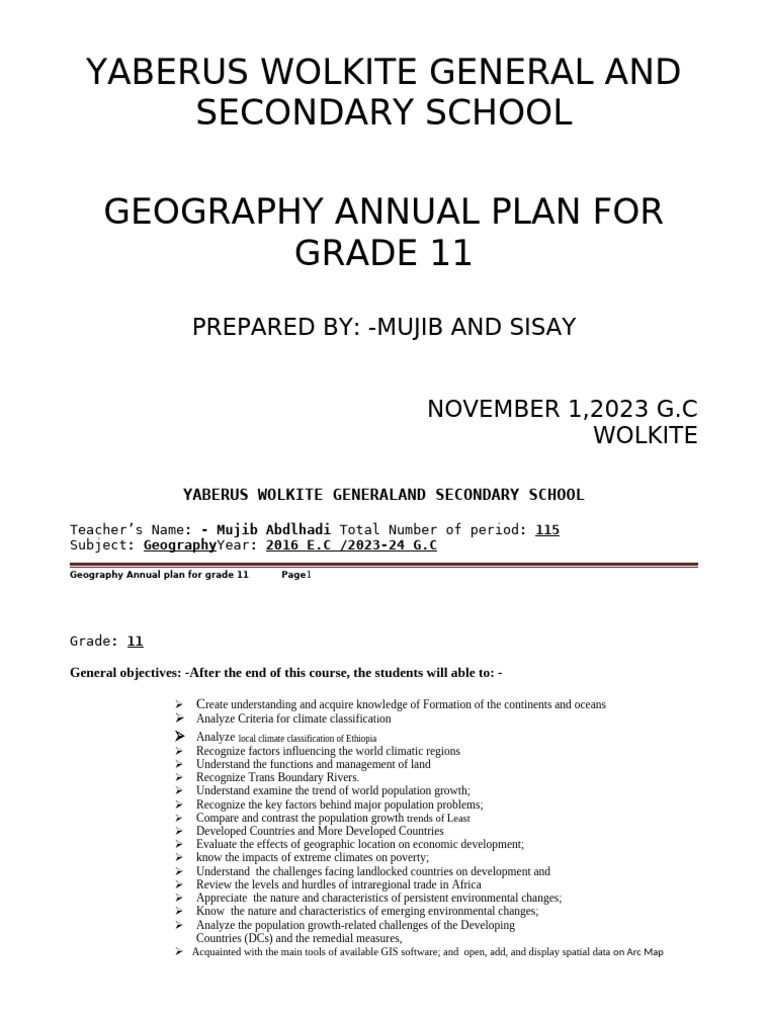 GEO G- 11 ANNUAL PLAN PRITT | PDF | Geographic Information System | Geography